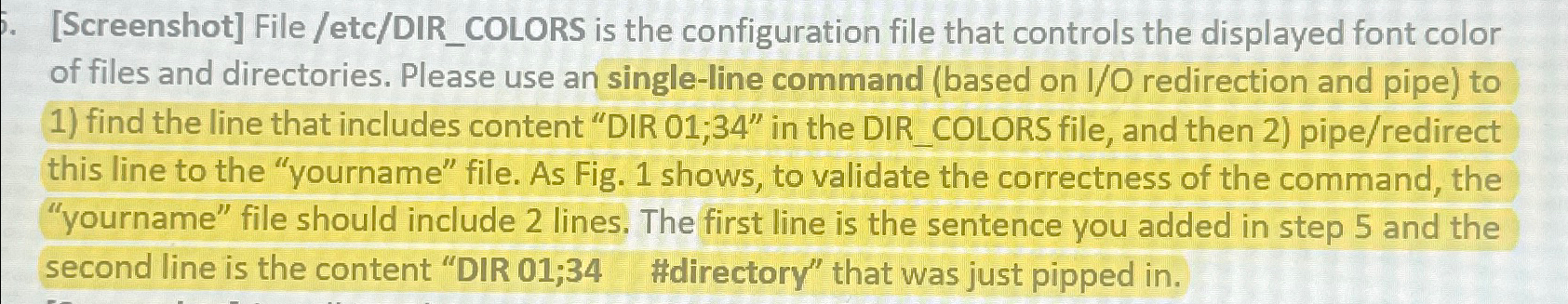 Solved [Screenshot] File /etc/DIR_COLORS is the | Chegg.com