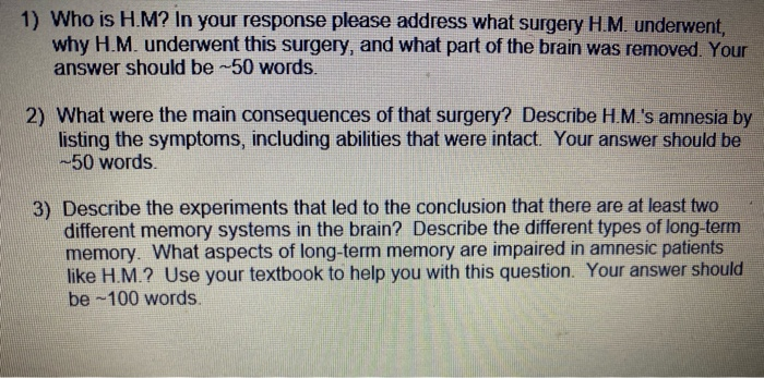 Solved 1) Who is H.M? In your response please address what | Chegg.com