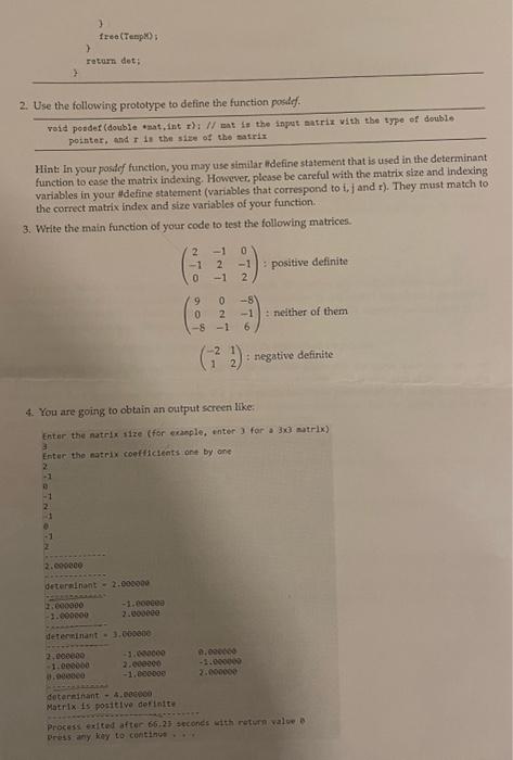 Solved Experiment-2 Positive Definiteness of a Matrix | Chegg.com