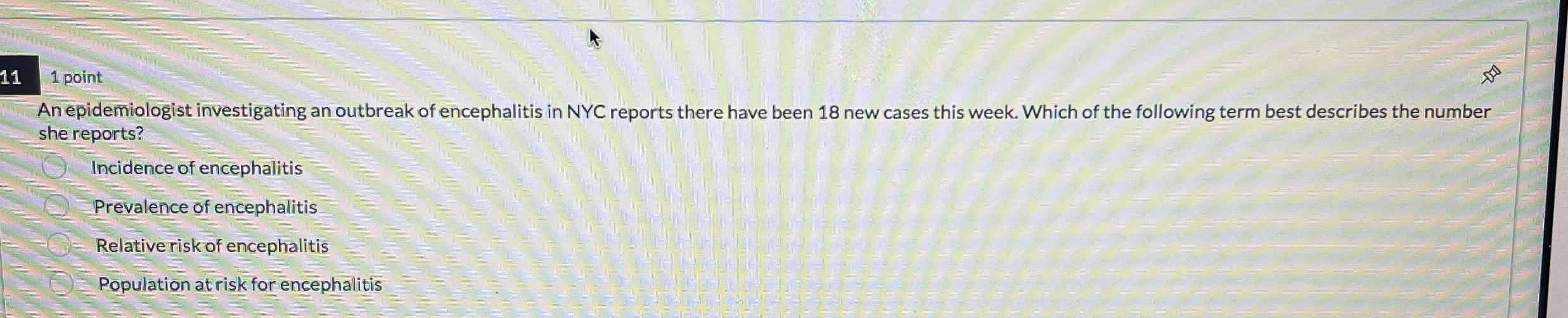 Solved 11 ﻿pointAn epidemiologist investigating an outbreak | Chegg.com