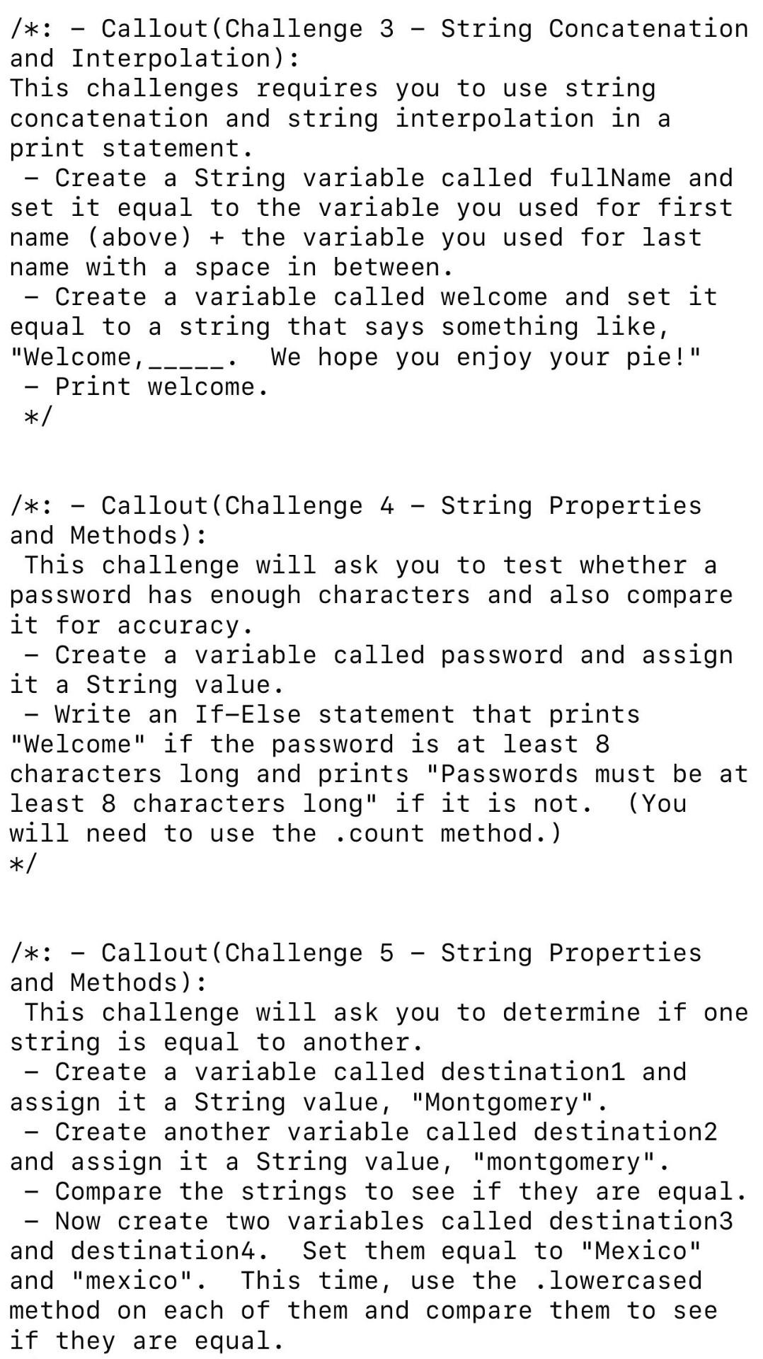 Solved /*: \#\# Strings Badge Challenges ∗/ /*: - | Chegg.com