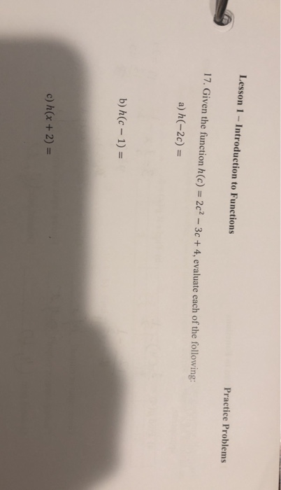 Solved Lesson 1 - Introduction to Functions Practice | Chegg.com