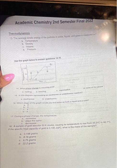 Solved Academic Chemistry 2nd Semester Final 2022 | Chegg.com