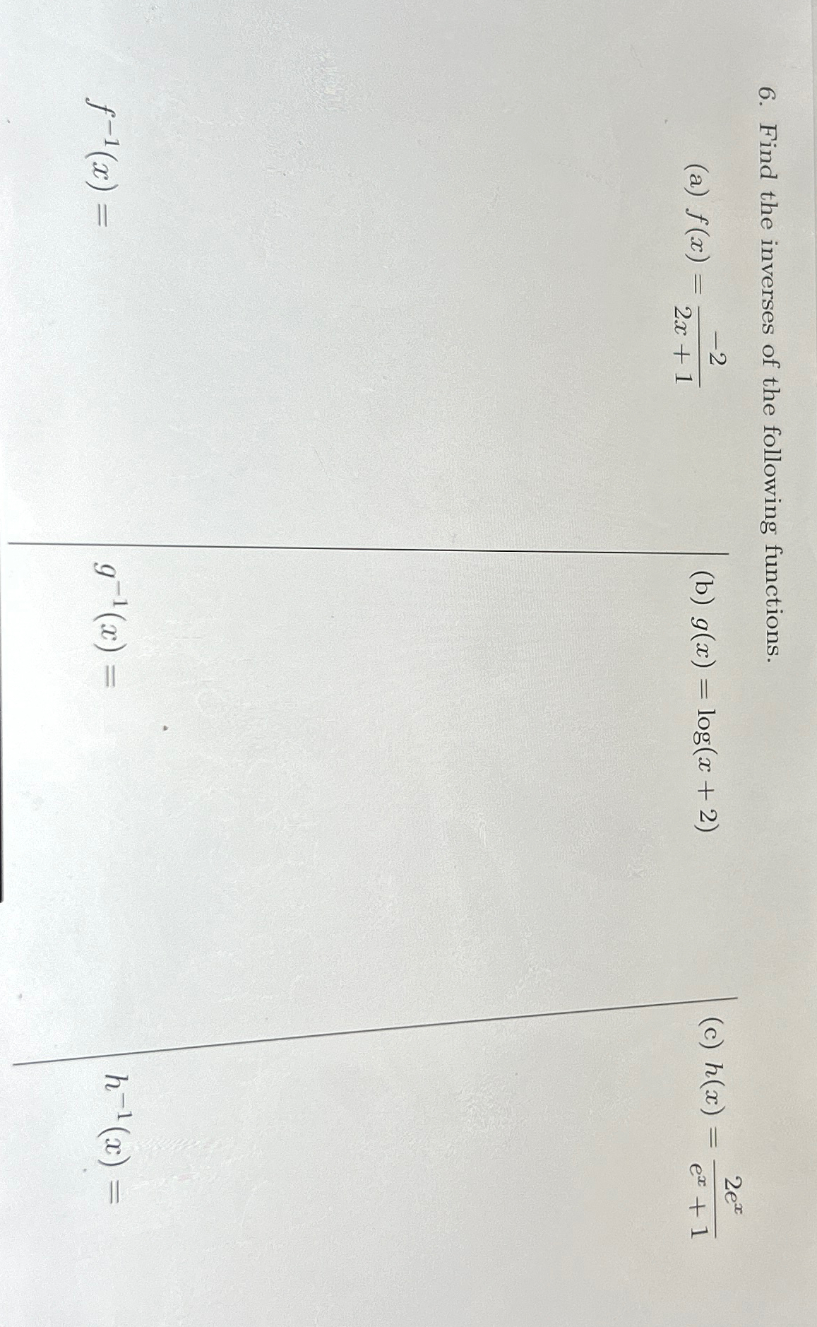 Solved Find the inverses of the following | Chegg.com
