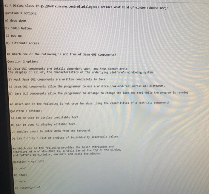 Solved A Dialog class (e.g., javafx.scene.control.Dialog) | Chegg.com