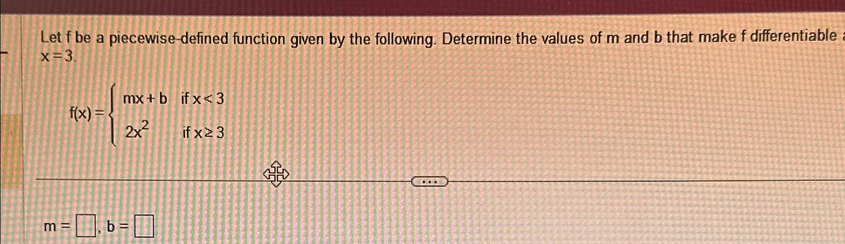 Solved Let f ﻿be a piecewise-defined function given by the | Chegg.com