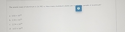 Solved The atomic mass of aluminum is 26.982 ﻿u . ﻿How many | Chegg.com