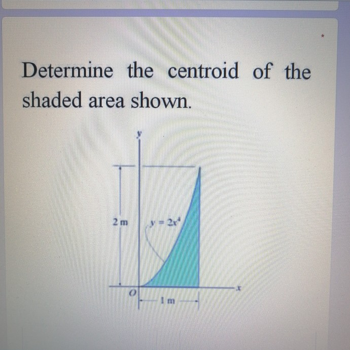 Solved Determine the centroid of the shaded area shown. 2 m | Chegg.com