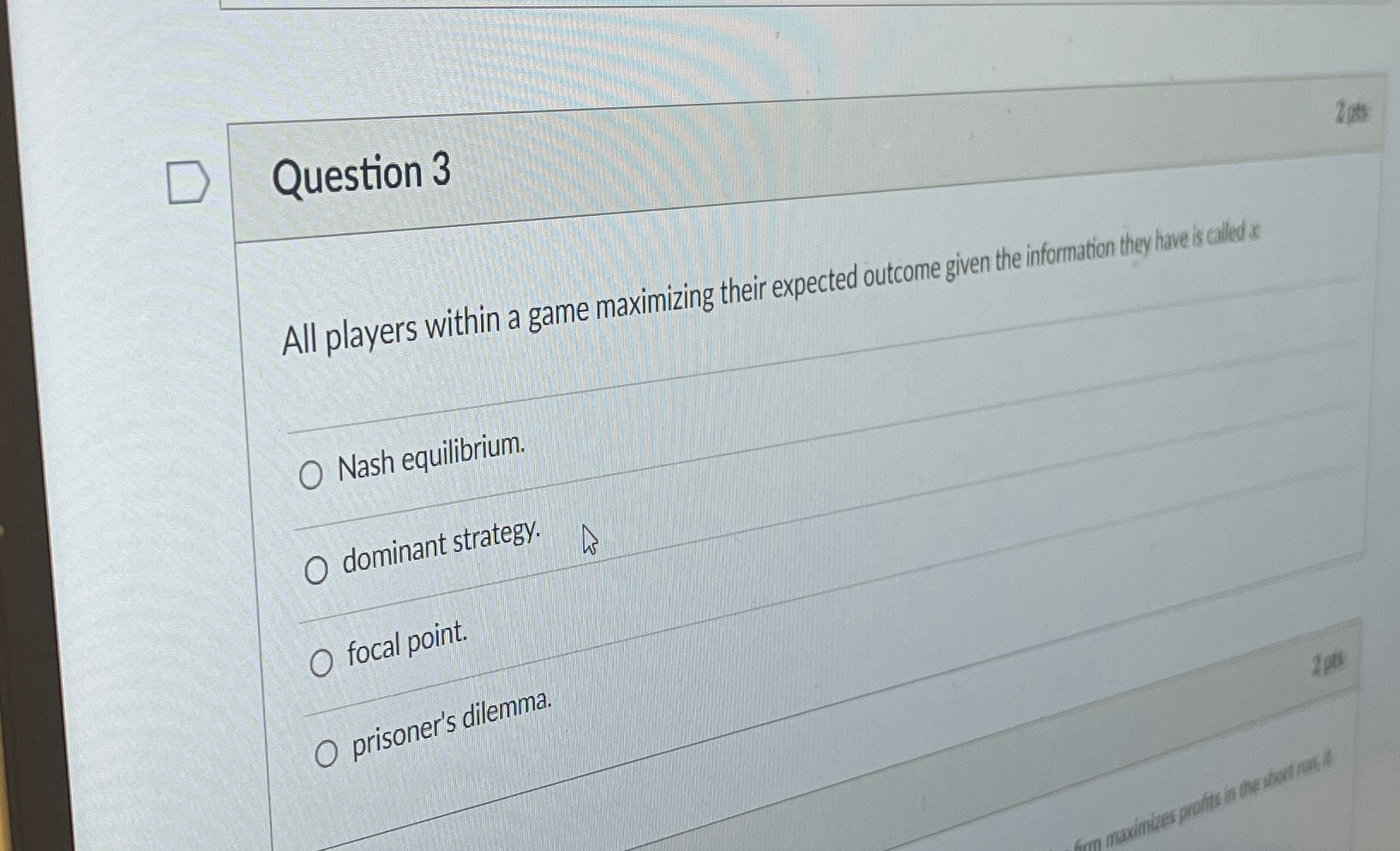Solved Question 3All players within a game maximizing their | Chegg.com