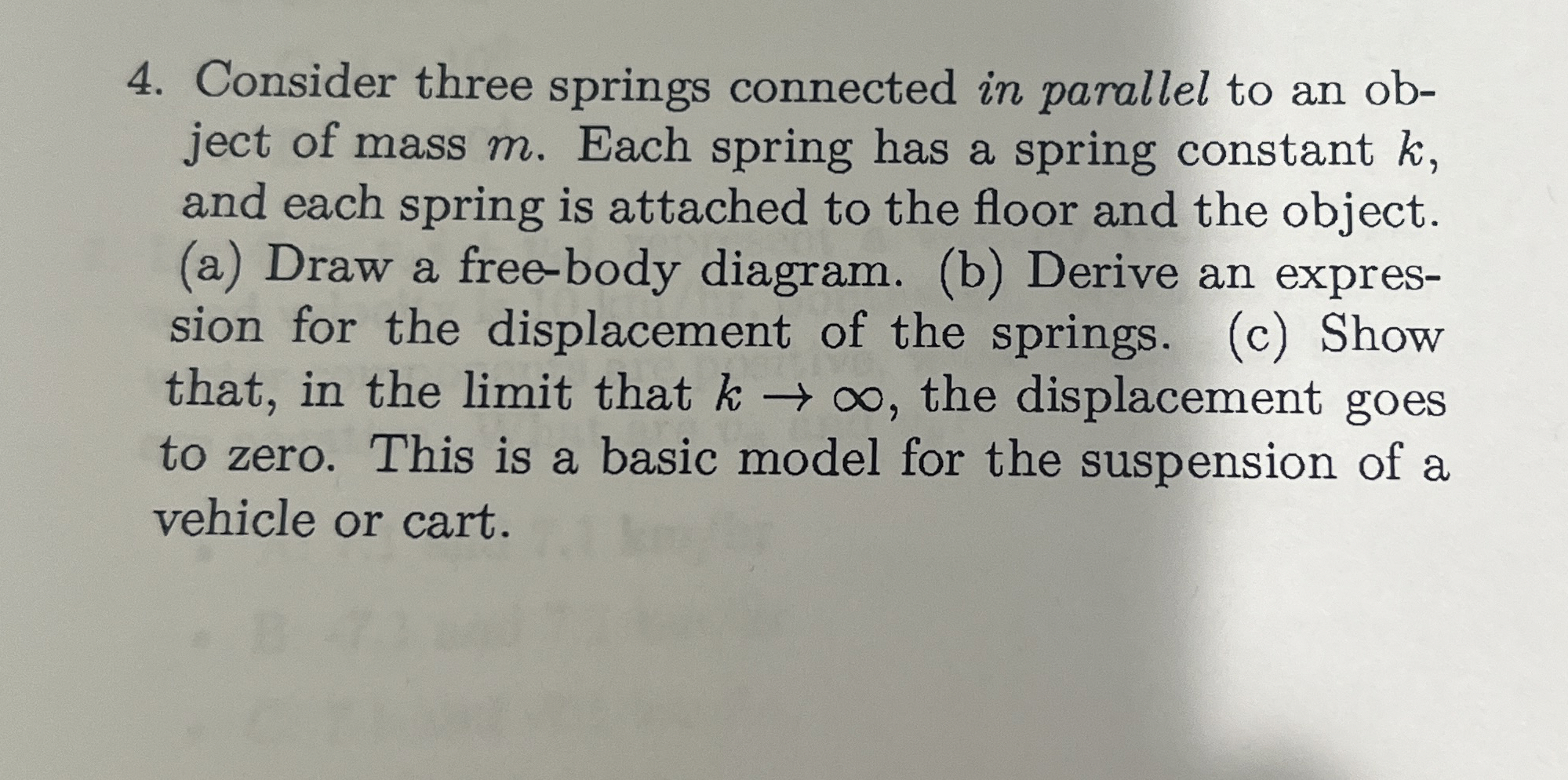 Solved Consider three springs connected in parallel to an | Chegg.com