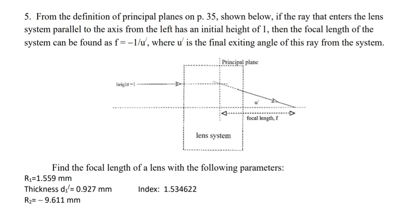 From the definition of principal planes on p. 35, | Chegg.com