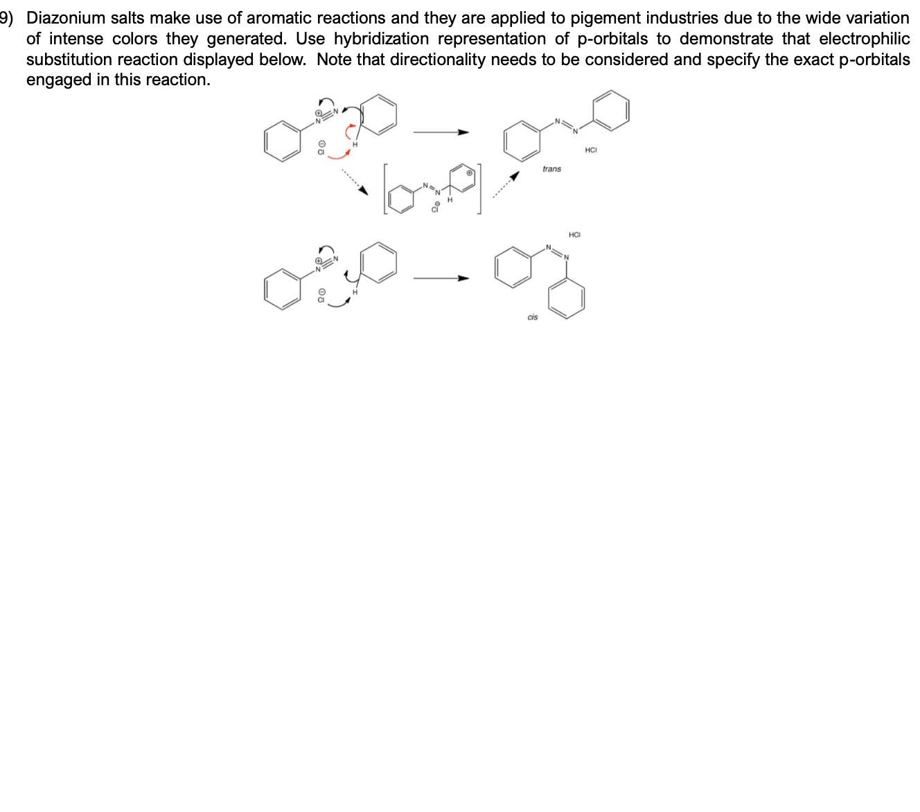 9) ﻿Diazonium salts make use of aromatic reactions | Chegg.com