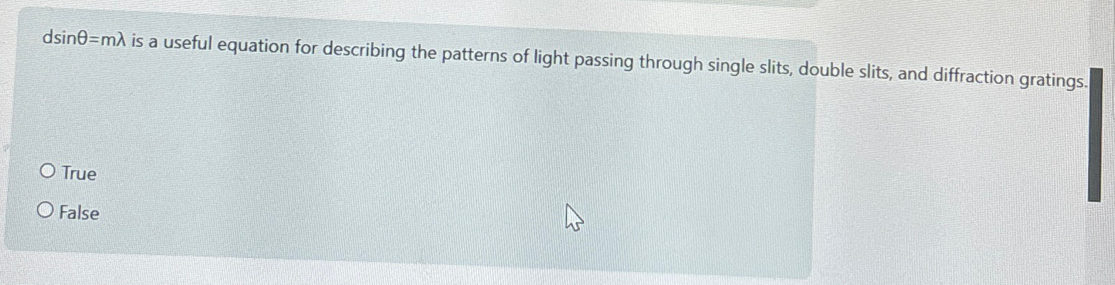 Solved dsinθ=mλ ﻿is a useful equation for describing the | Chegg.com
