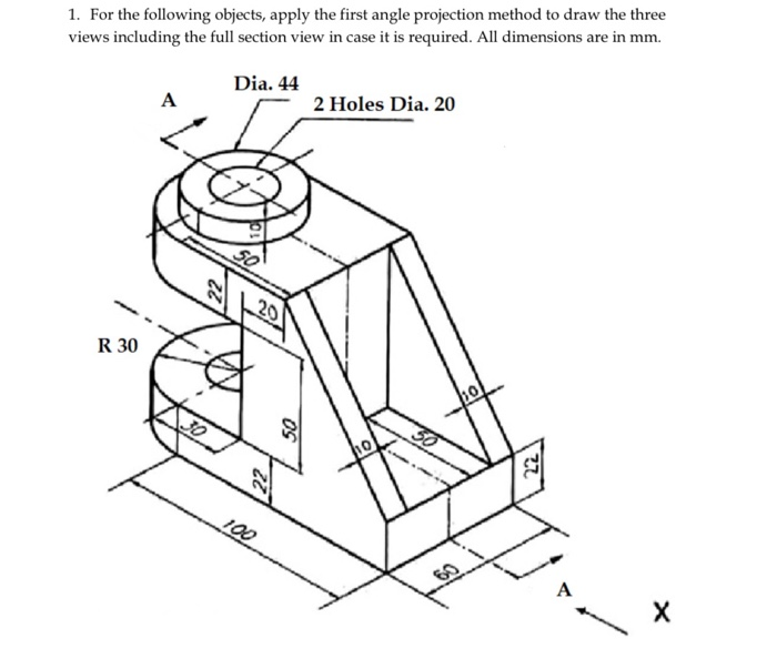 Solved 1. For the following objects, apply the first angle | Chegg.com