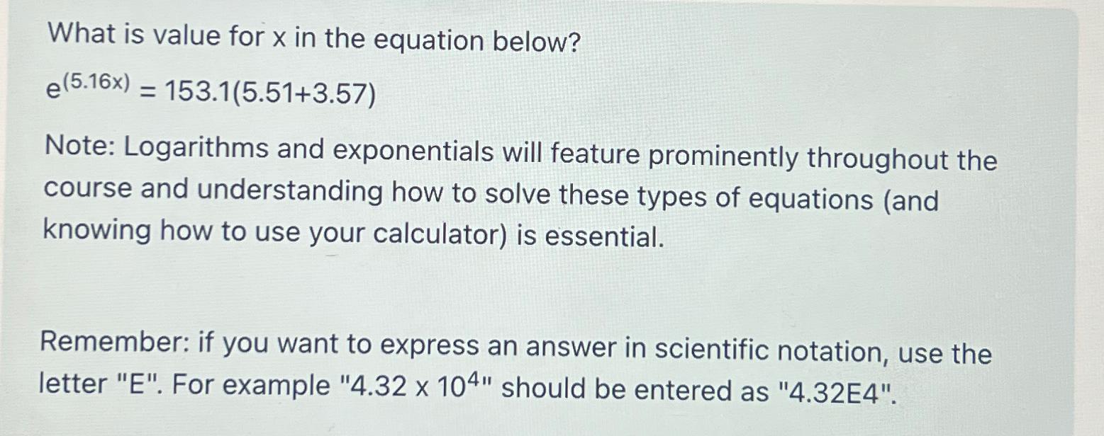 Solved What is value for x ﻿in the equation | Chegg.com