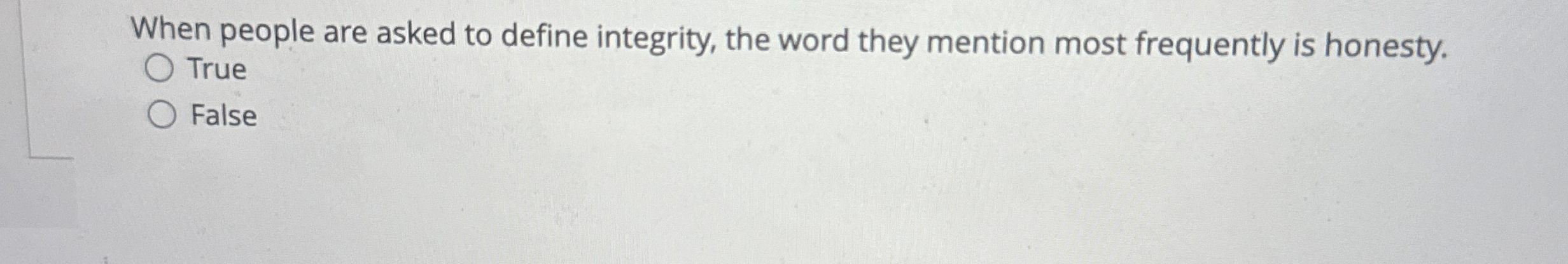 Solved When people are asked to define integrity, the word | Chegg.com
