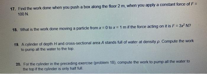 Solved 17. Find the work done when you push a box along the | Chegg.com