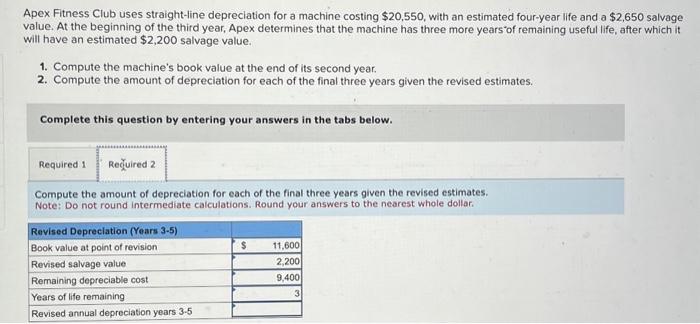 Solved Apex Fitness Club uses straight-line depreciation for | Chegg.com Solved Apex Fitness Club uses straight-line depreciation for | Chegg.com