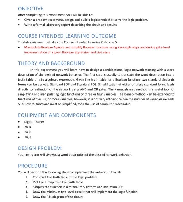 Solved OBJECTIVE After completing this experiment, you will | Chegg.com