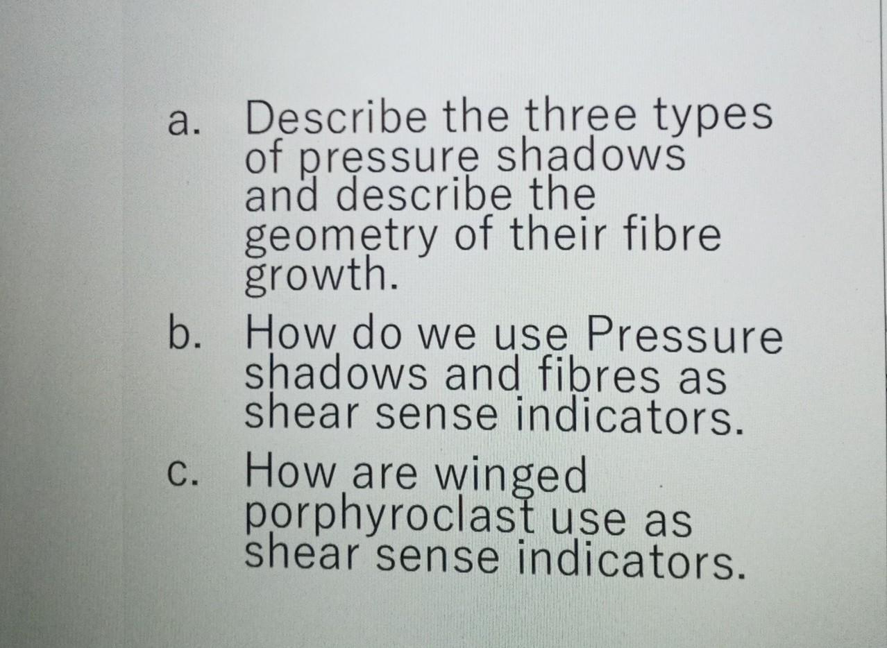 Solved of pressure shadows and describe the geometry of | Chegg.com