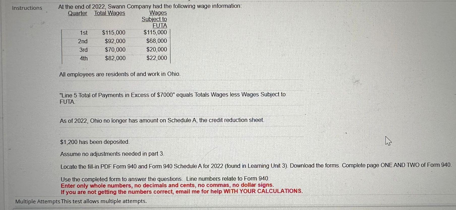 QUESTION 1 The amount on Line 3, total payments to | Chegg.com