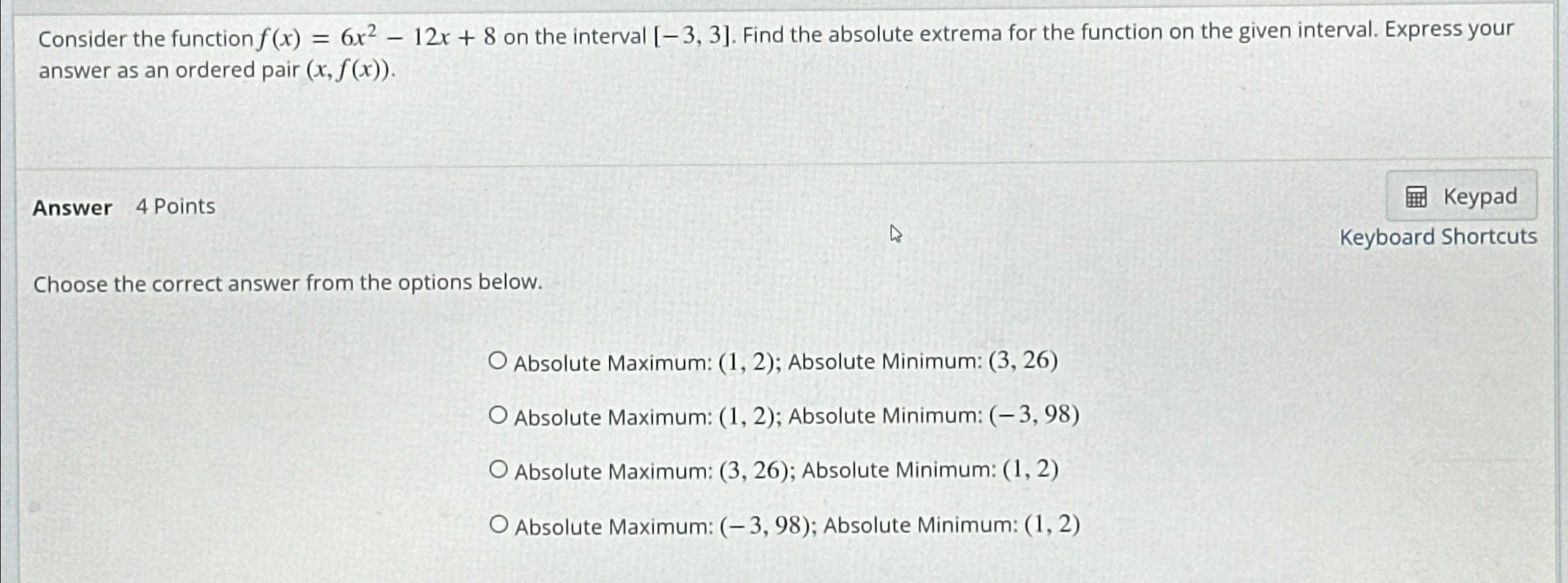 Solved Consider the function f(x)=6x2-12x+8 ﻿on the interval | Chegg.com