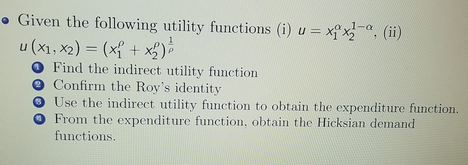 Given the following utility functions | Chegg.com