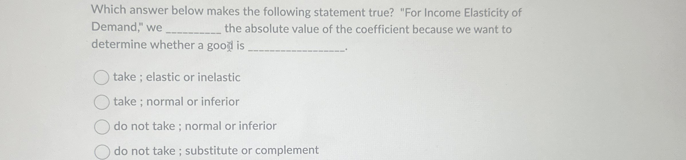 Solved Which answer below makes the following statement | Chegg.com