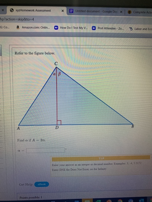 Solved х xyzHomework Assessment х Untitled document - Google | Chegg.com