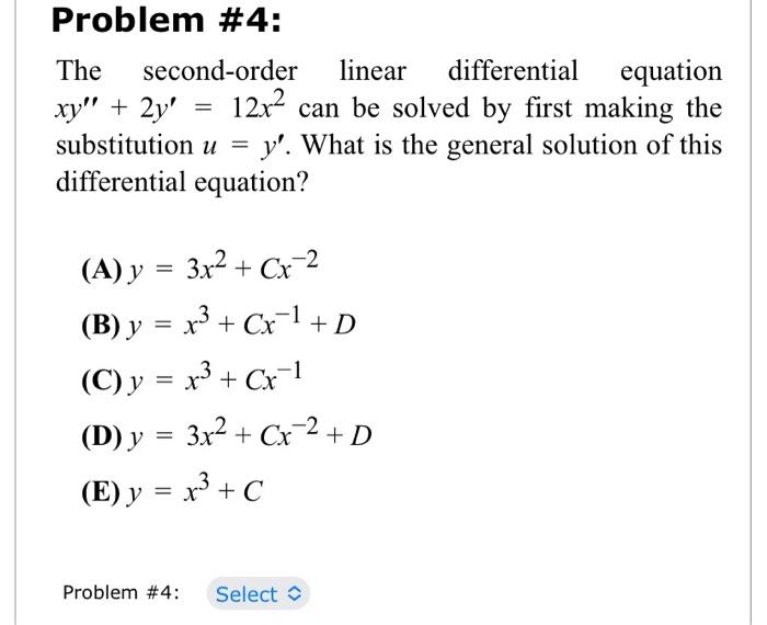 Solved The second-order linear differential equation | Chegg.com