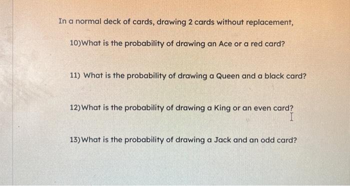 Solved In a normal deck of cards, drawing 2 cards without | Chegg.com