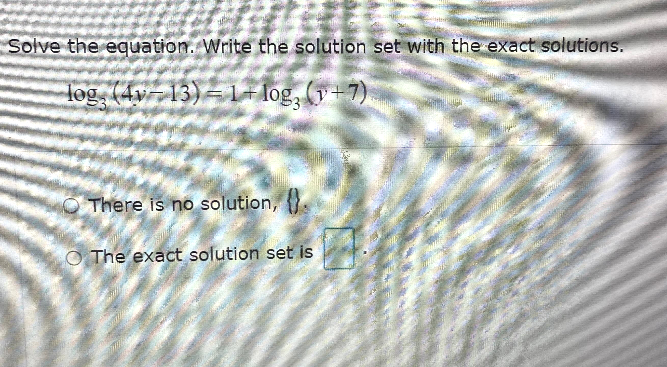 Solved Solve the equation. Write the solution set with the | Chegg.com