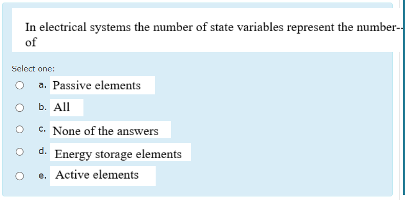 Solved In electrical systems the number of state variables | Chegg.com