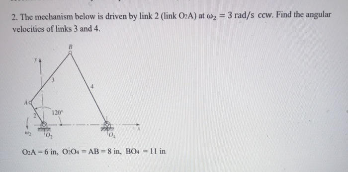 Solved 2. The mechanism below is driven by link 2 (link O2A) | Chegg.com