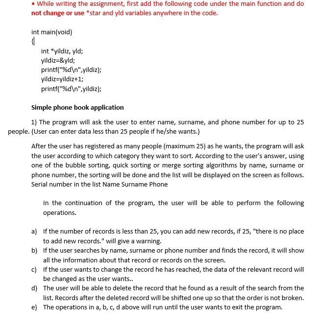 Solved not change or use *star and yld variables anywhere in | Chegg.com