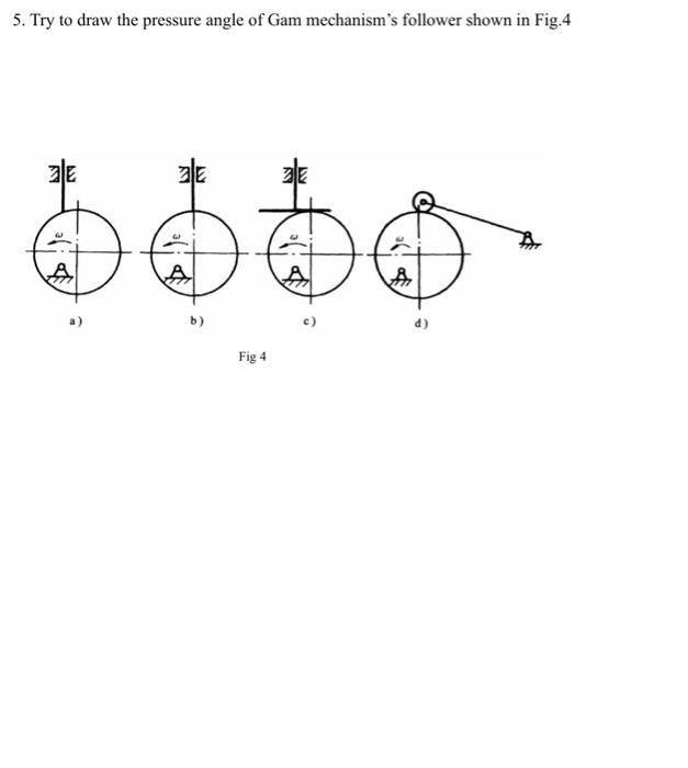 Solved 5. Try to draw the pressure angle of Gam mechanism's | Chegg.com