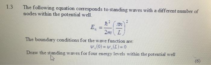 Solved 1.3 The following equation corresponds to standing | Chegg.com