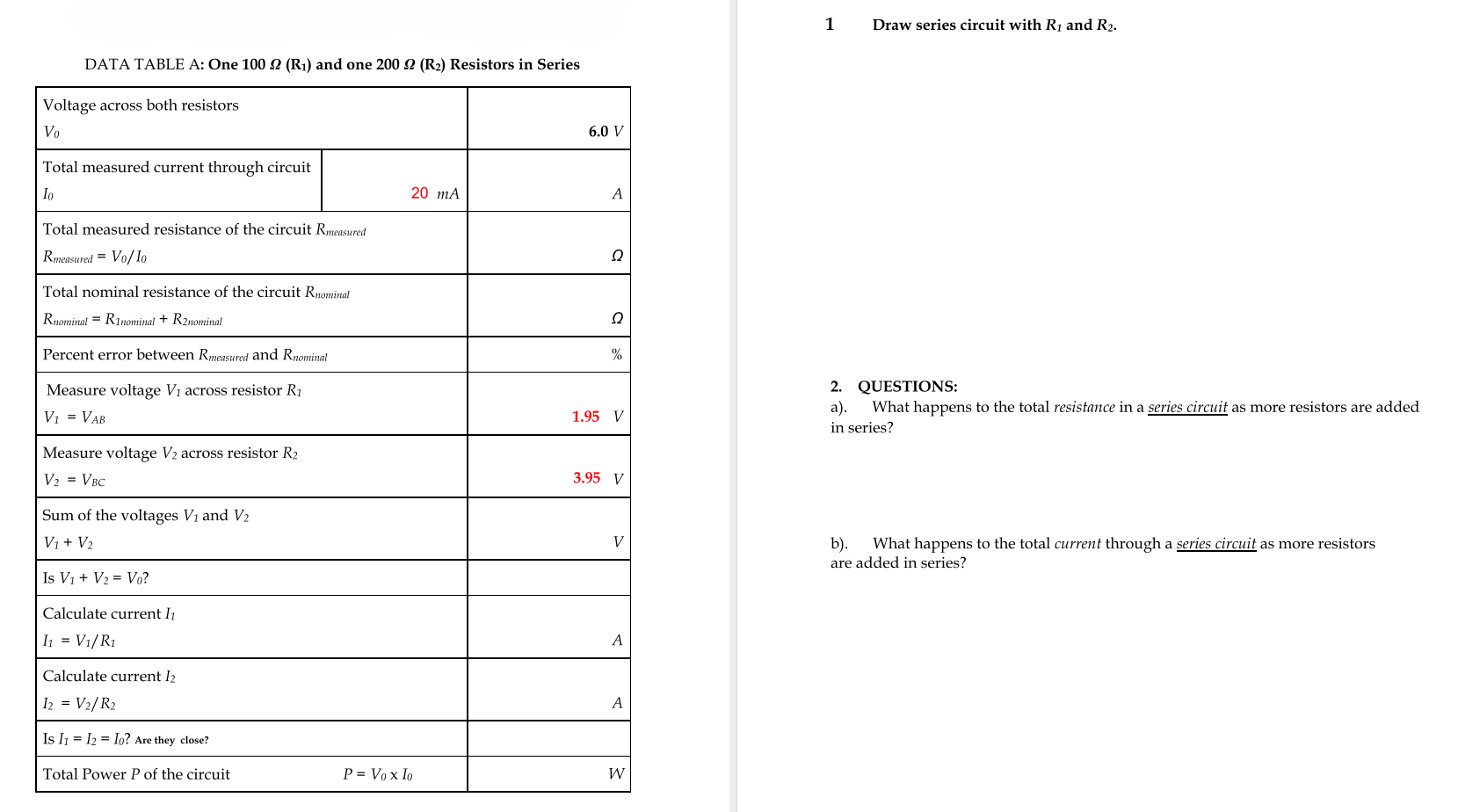 Solved General Physics Lab Experiment Series and Parallel | Chegg.com