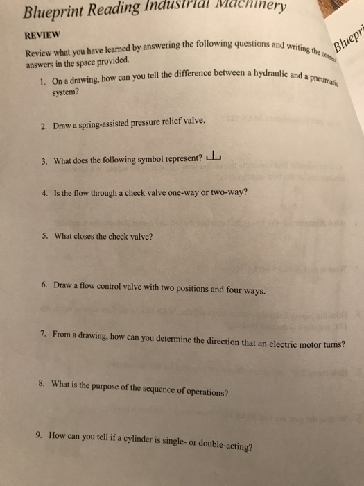 Solved Blueprint Reading Inds Blueprint Reading Industrial | Chegg.com