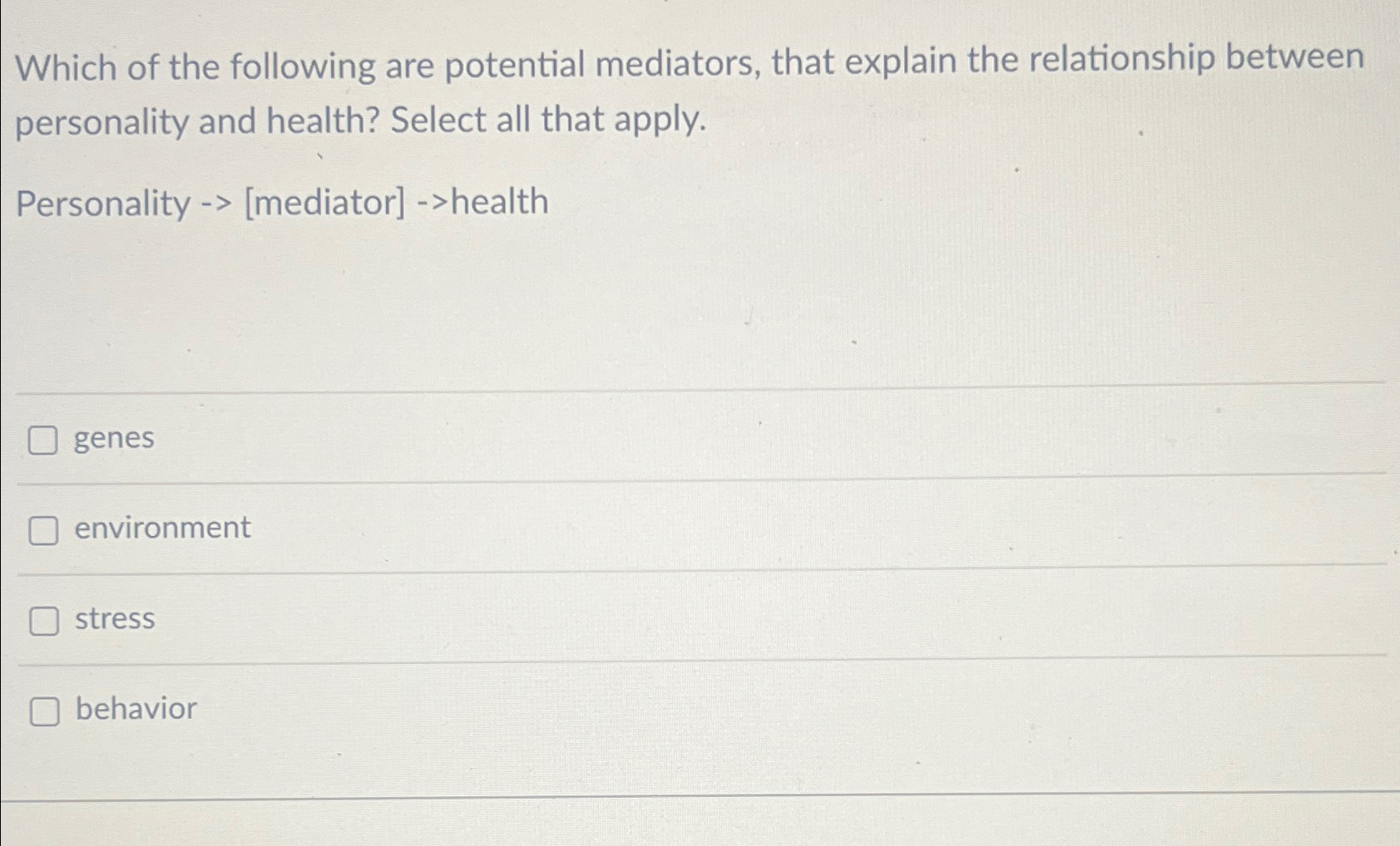 Solved Which of the following are potential mediators, that | Chegg.com