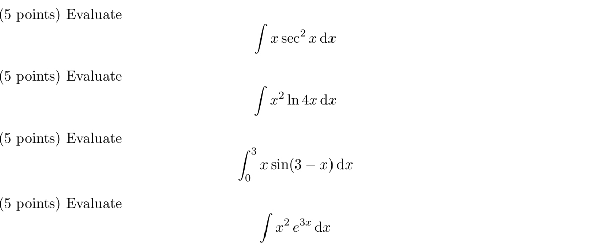Solved (5 points) Evaluate∫xsec2xdx(5 points) | Chegg.com Solved (5 points) Evaluate∫xsec2xdx(5 points) | Chegg.com
