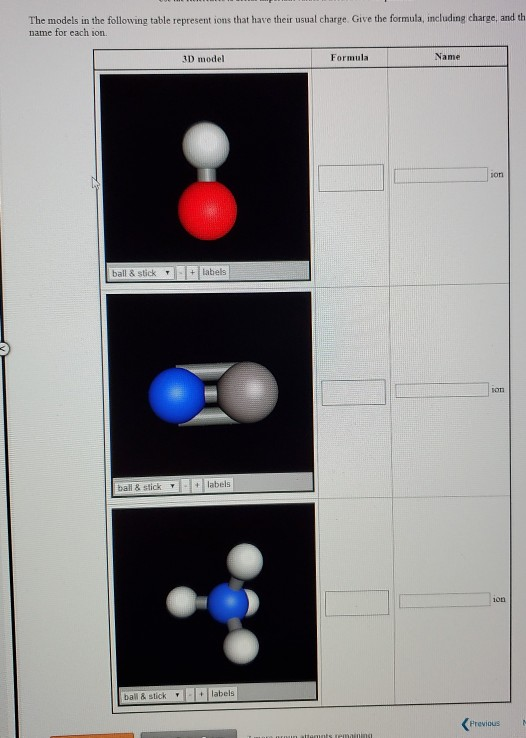 Solved The models in the following table represent ions that | Chegg.com