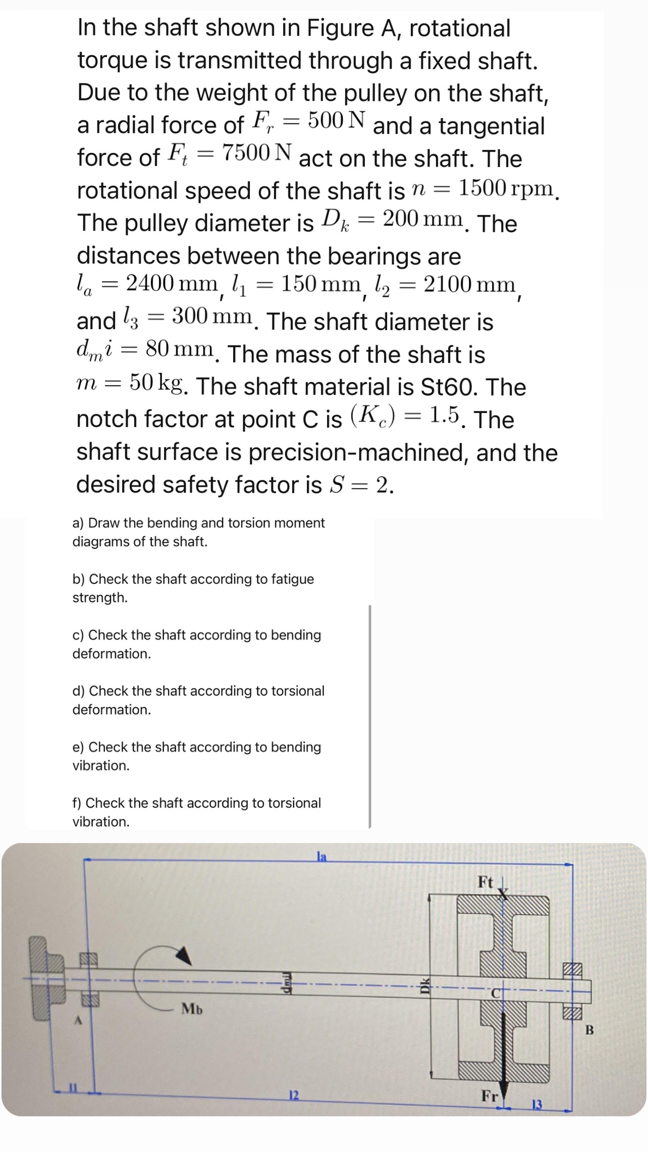 In the shaft shown in Figure A, ﻿rotational torque is | Chegg.com