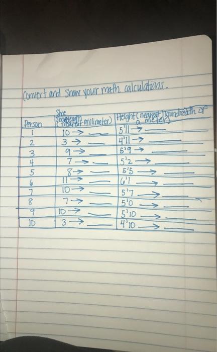 Solved convert and show your math calculations. | Chegg.com