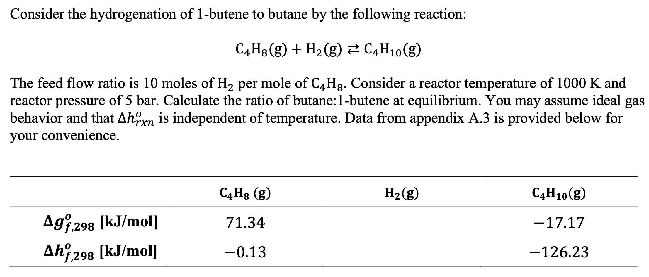 Solved Consider the hydrogenation of 1-butene to butane by | Chegg.com