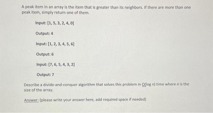 Solved Dont write code. just describe divide and conquer | Chegg.com Solved Dont write code. just describe divide and conquer | Chegg.com