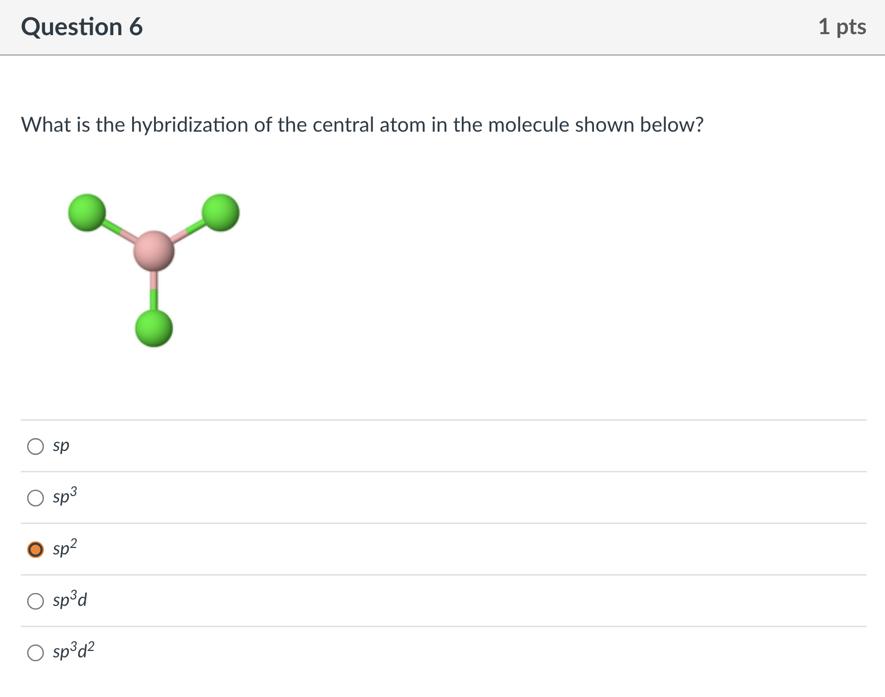 Solved Question 6What is the hybridization of the central | Chegg.com