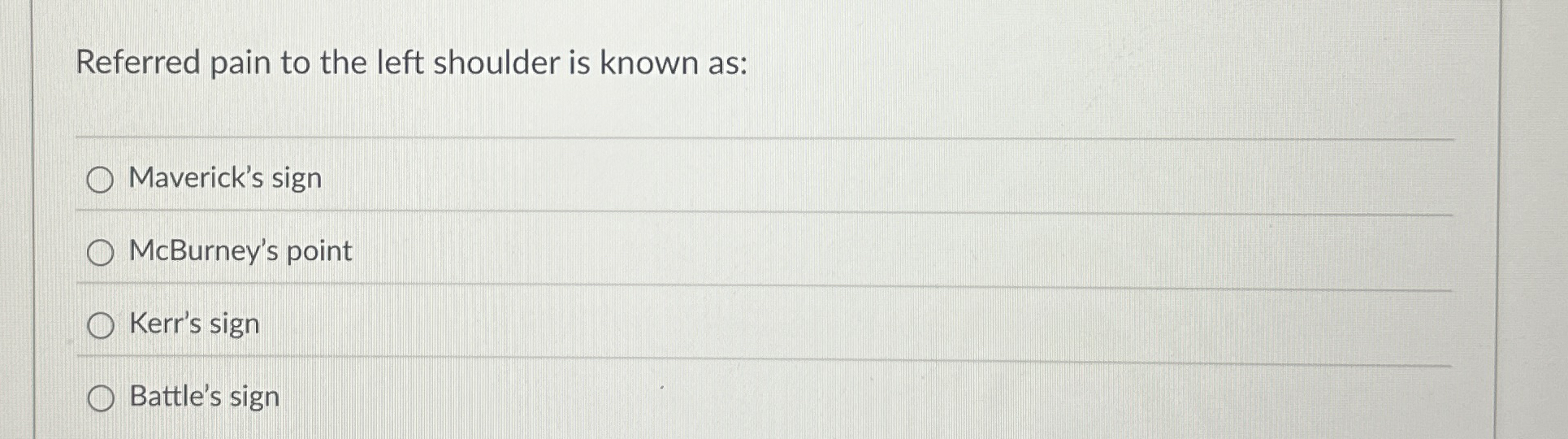 Solved Referred pain to the left shoulder is known | Chegg.com