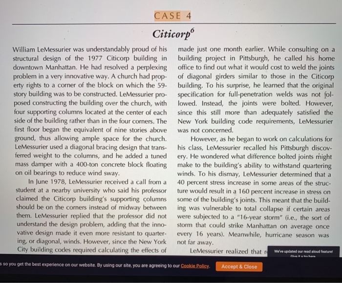 Solved CASE 4 Citicorpº William LeMessurier was | Chegg.com