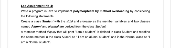 Solved Lab Assignment No 4 Write A Program In Java To 